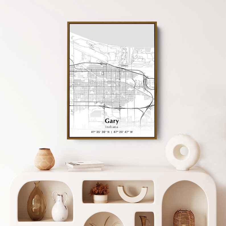 Gary City Map Print Gary Indiana Map Poster USA City Street - Etsy