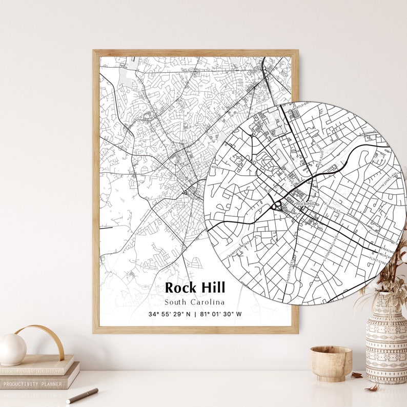 Rock Hill City Map Print Rock Hill South Carolina Map Poster - Etsy
