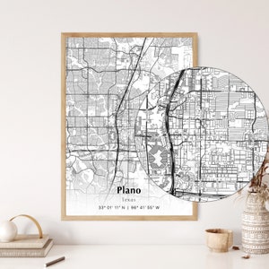 Plano City Map Print, Plano Texas Map Poster, USA City Street Map, Map ...