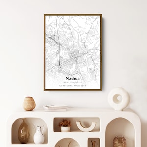Nashua City Map Print, Nashua New Hampshire Map Poster, USA City Street ...