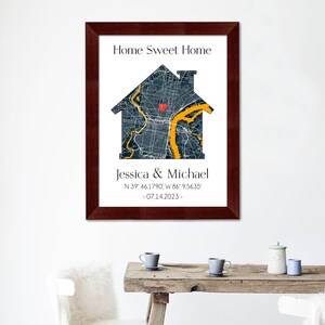 Home Sweet Home Map Print, House Address Map Portrait, House ...