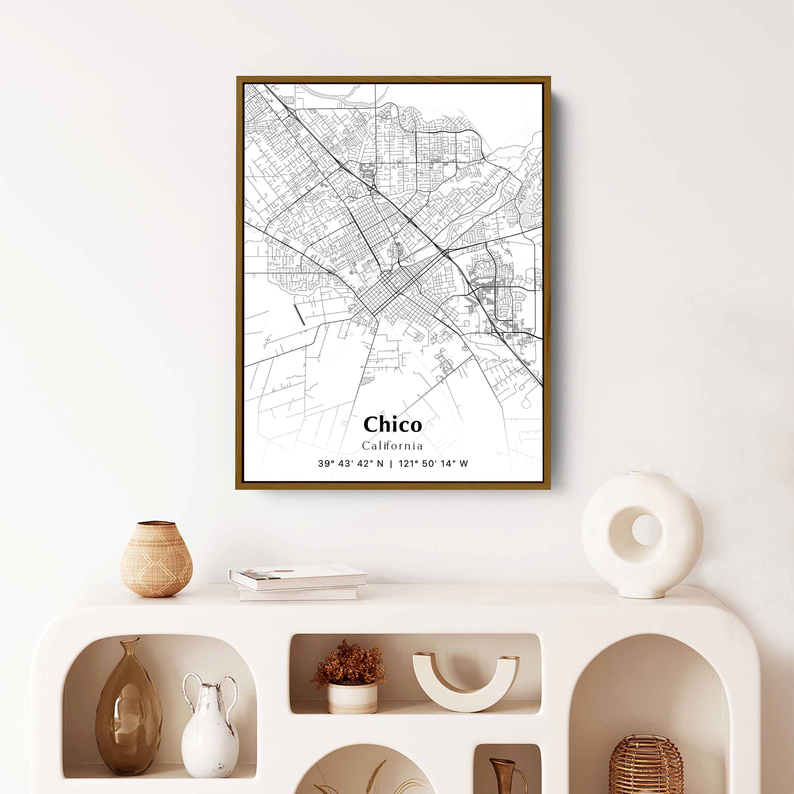 Chico City Map Print, Chico California Map Poster, USA City Street Map ...