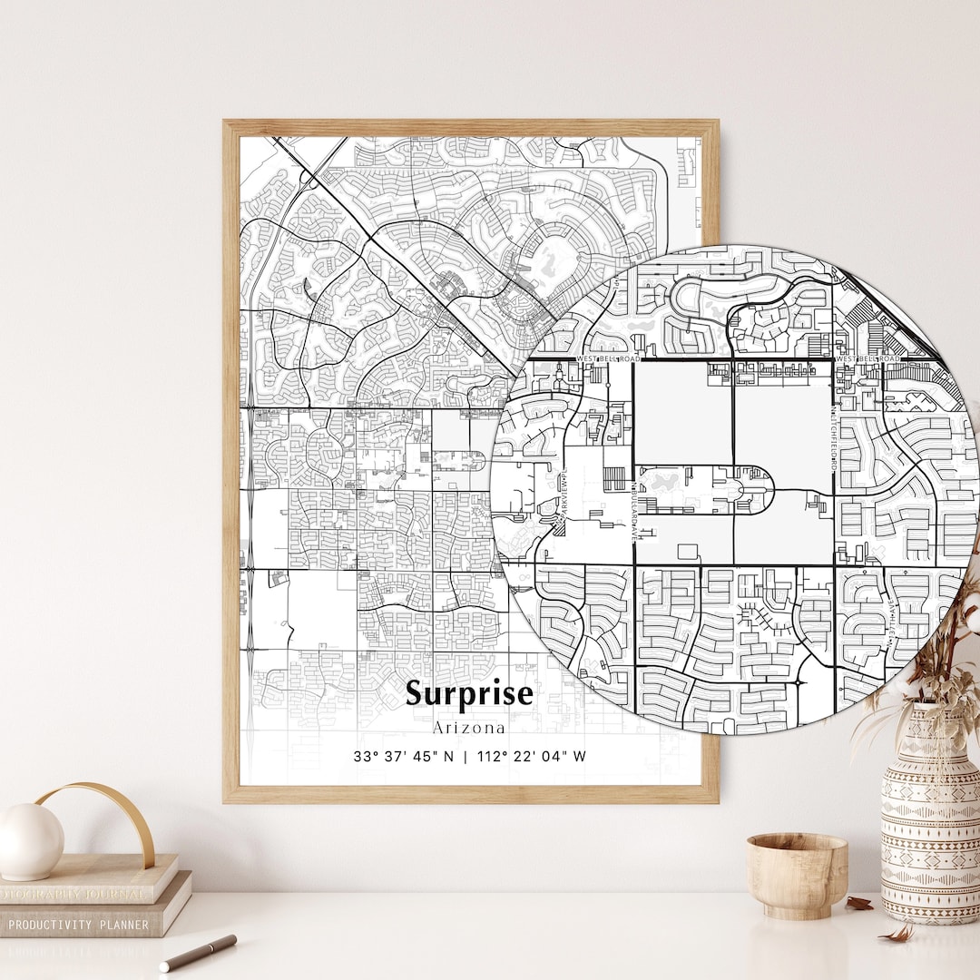 Surprise City Map Print, Surprise Arizona Map Poster, USA City Street ...