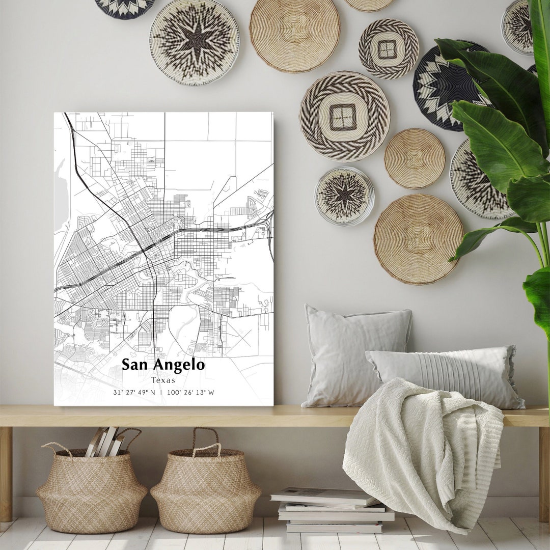 San Angelo City Map Print, San Angelo Texas Map Poster, USA City Street ...