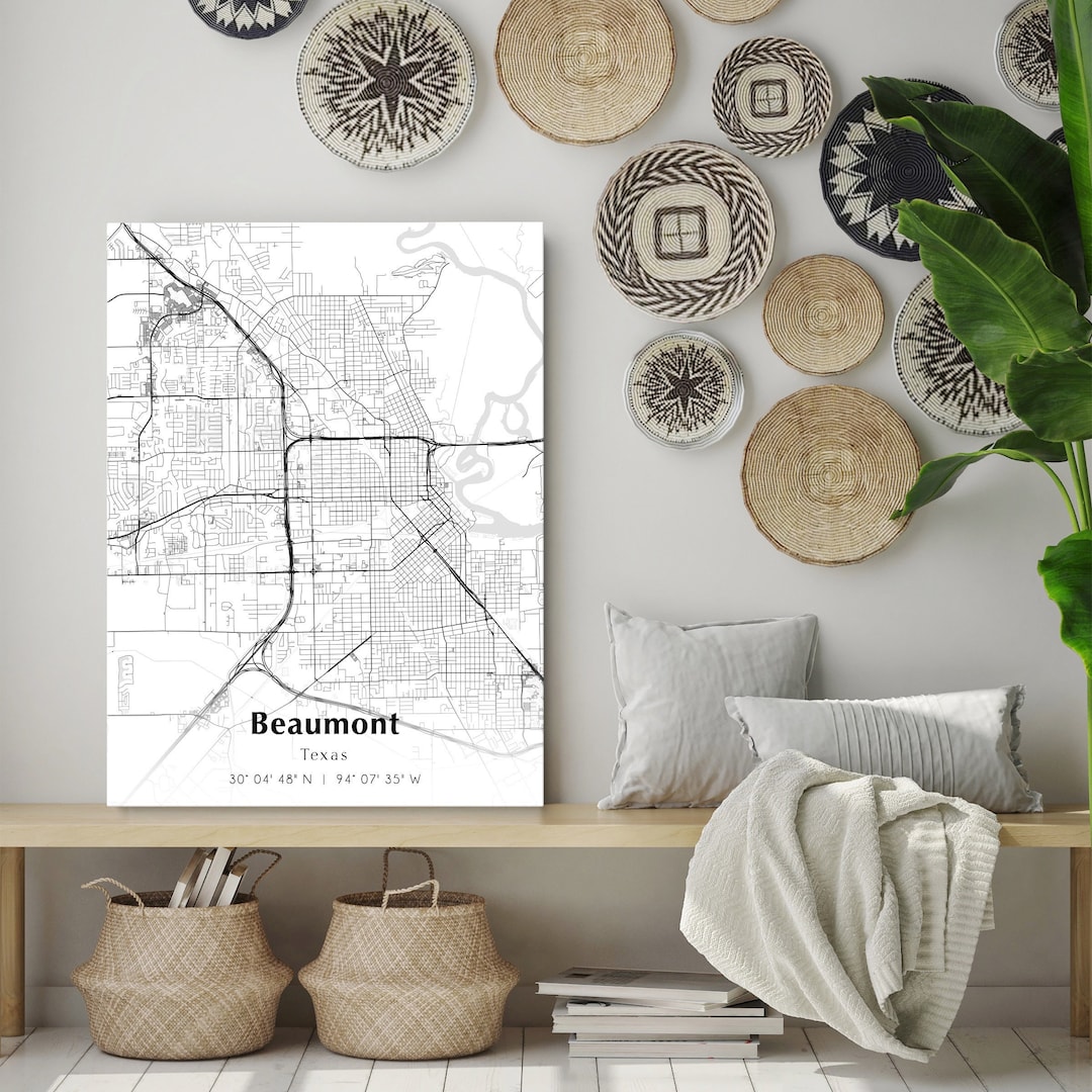 Beaumont City Map Print, Beaumont Texas Map Poster, USA City Street Map ...