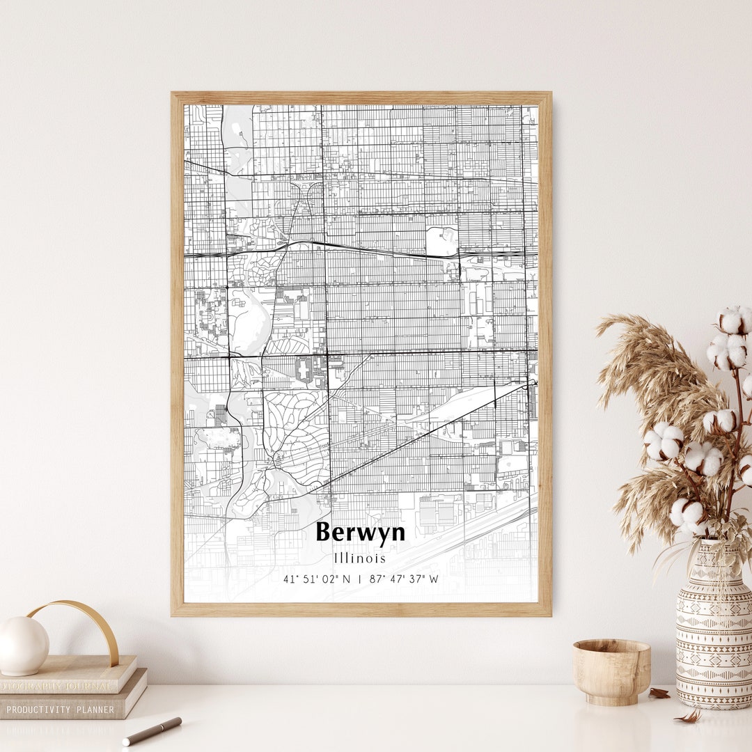 Map of Berwyn Digital File Modern City Map Berwyn Printable - Etsy