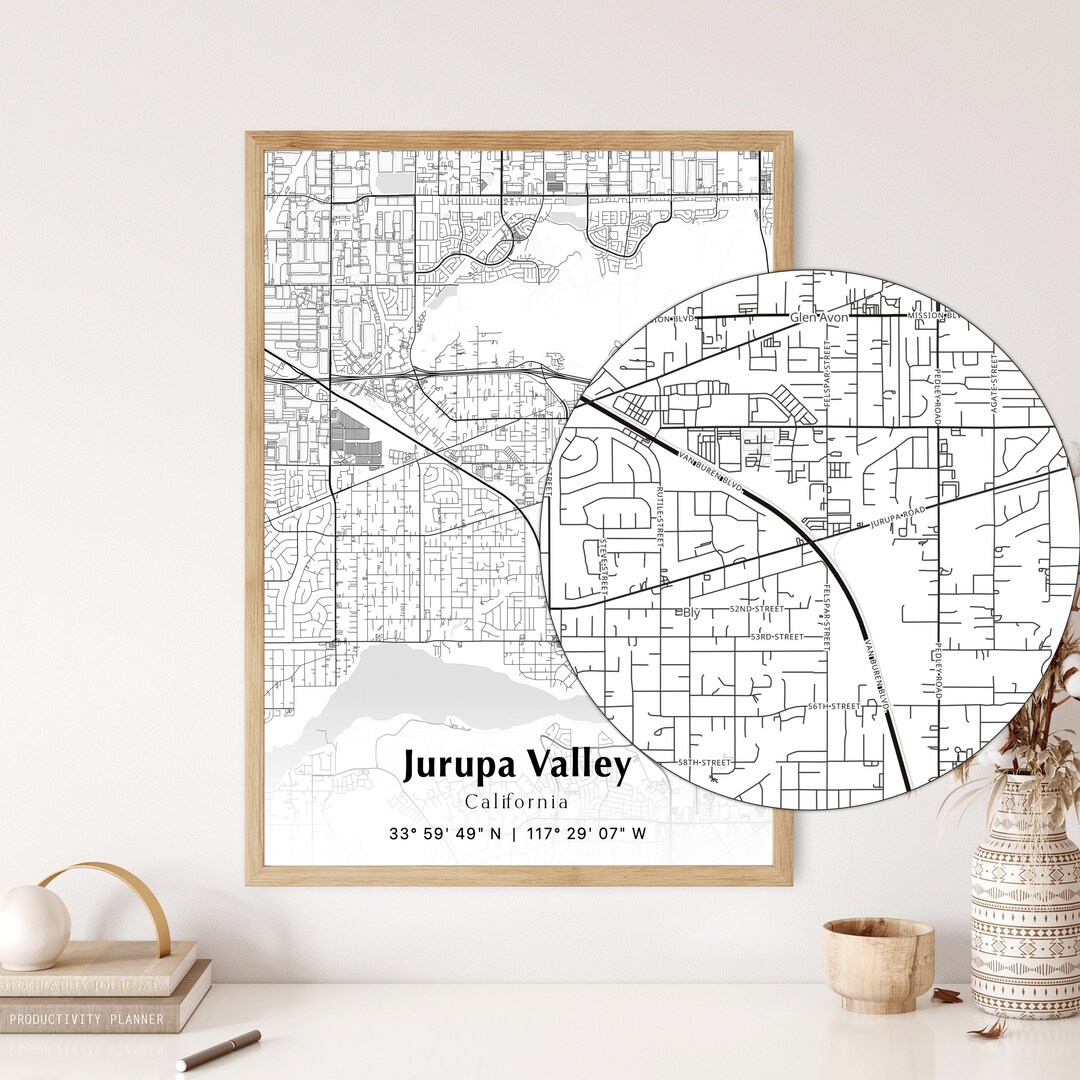 Jurupa Valley City Map Print, Jurupa Valley California Map Poster, USA ...