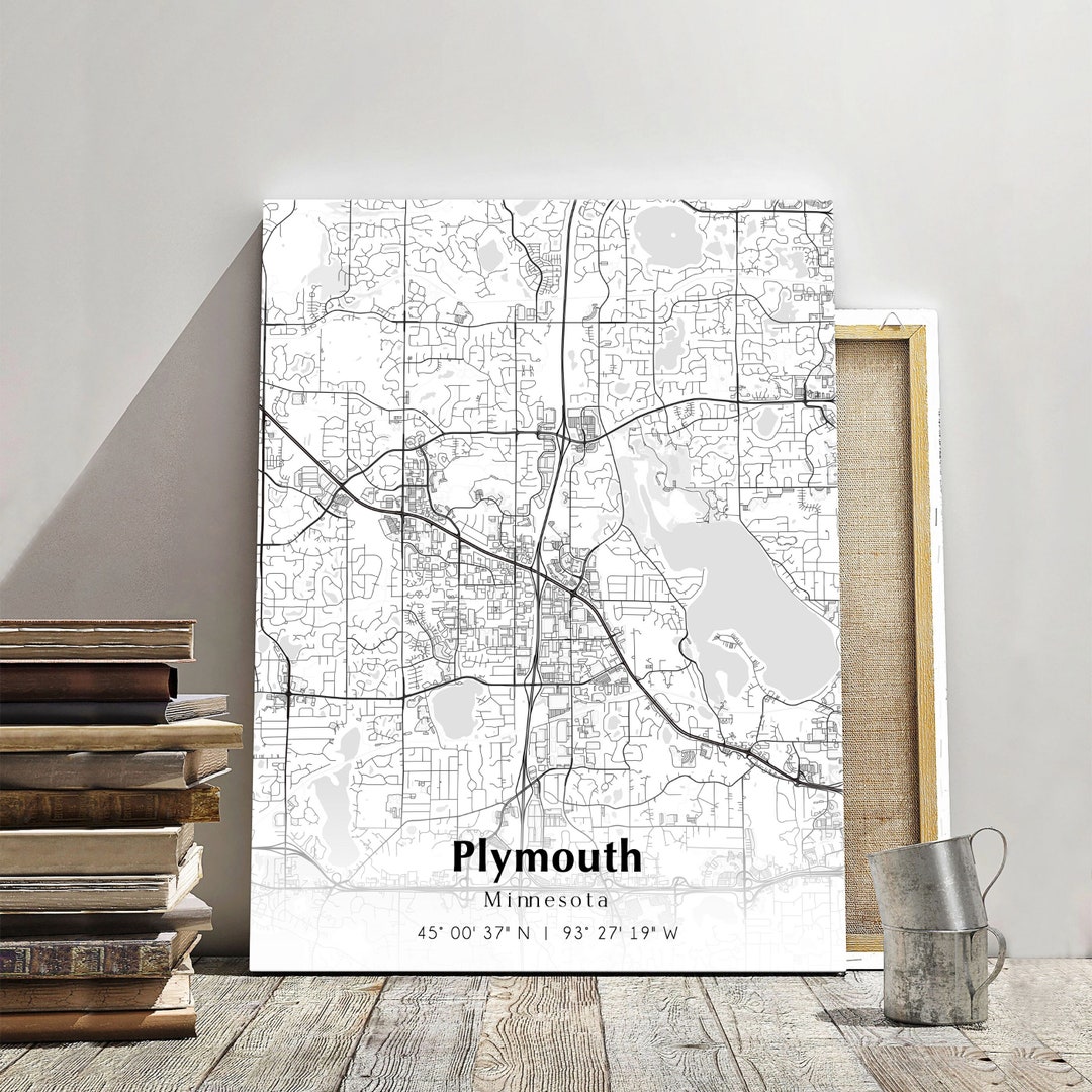 Plymouth City Map Print, Plymouth Minnesota Map Poster, USA City Street ...