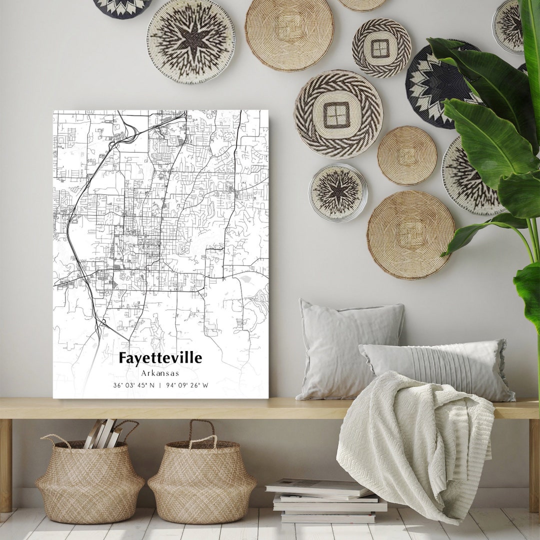 Fayetteville City Map Print, Fayetteville Arkansas Map Poster, USA City ...