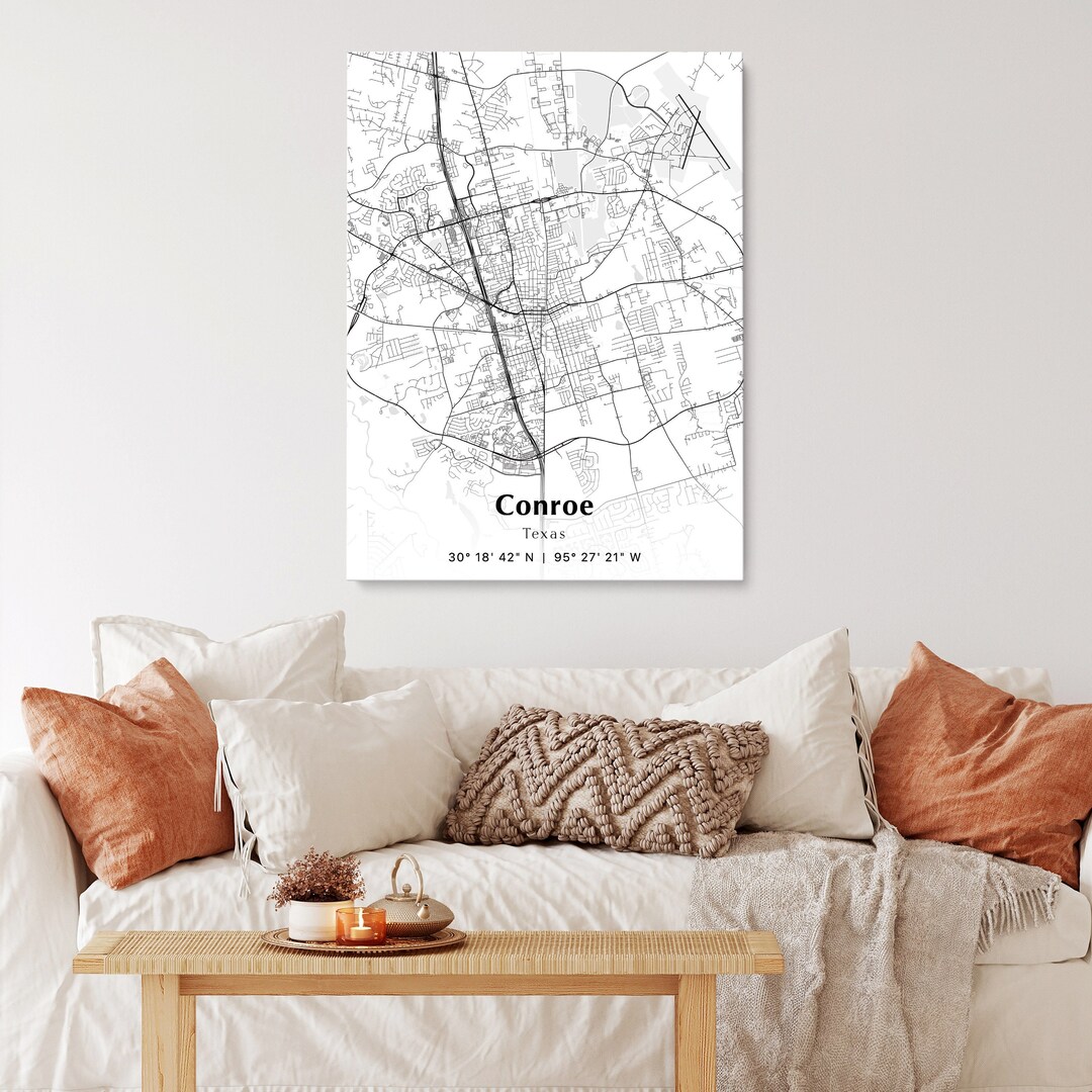 Conroe City Map Print, Conroe Texas Map Poster, USA City Street Map ...