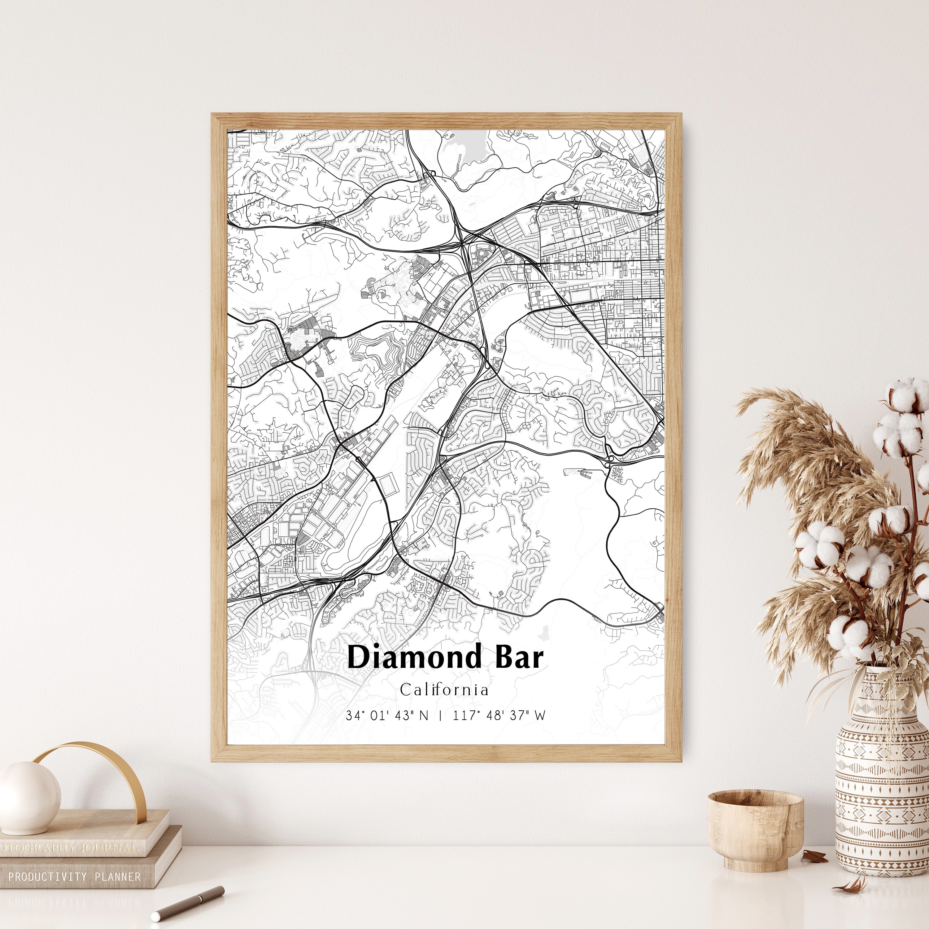 Map of Diamond Bar Digital File Modern City Map Diamond Bar - Etsy