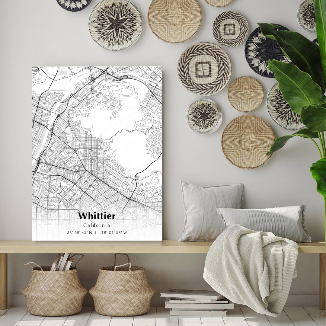 Whittier City Map Print, Whittier California Map Poster, USA City ...