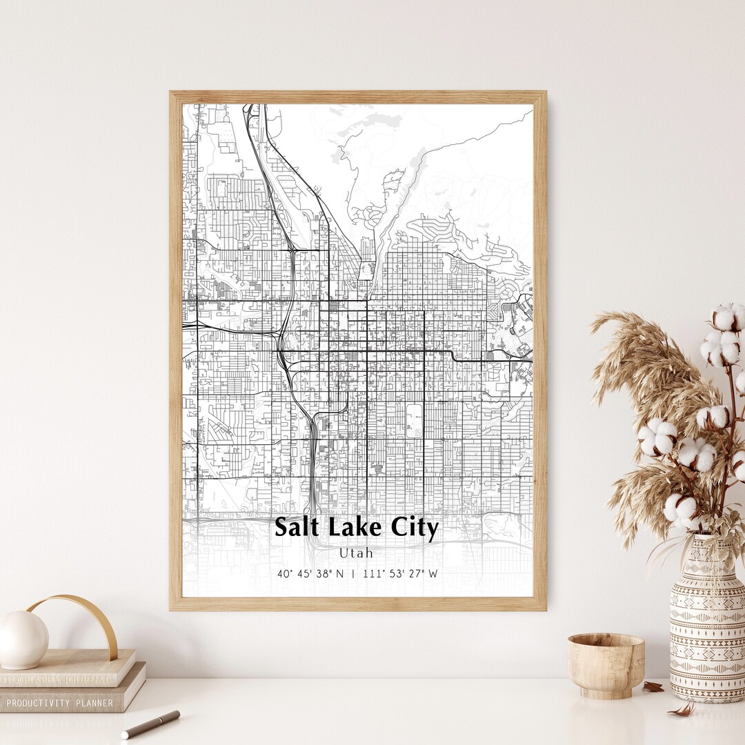 Map of Salt Lake City Digital File, Modern City Map, Salt Lake City ...