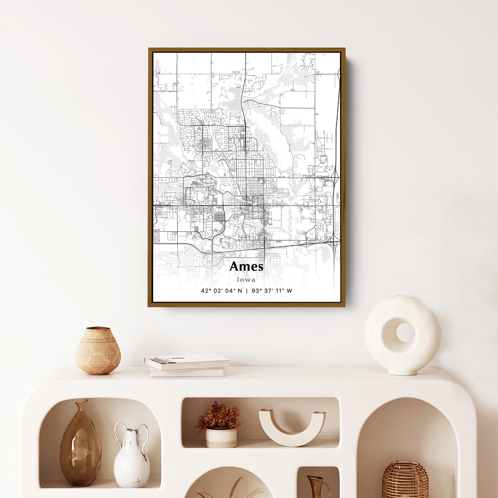 Ames City Map Print, Ames Iowa Map Poster, USA City Street Map, Map of ...