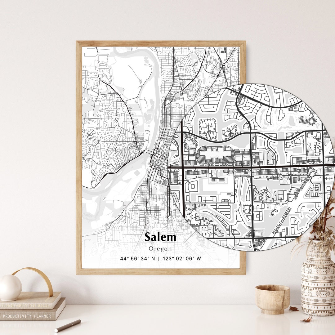 Salem City Map Print, Salem Oregon Map Poster, USA City Street Map, Map ...