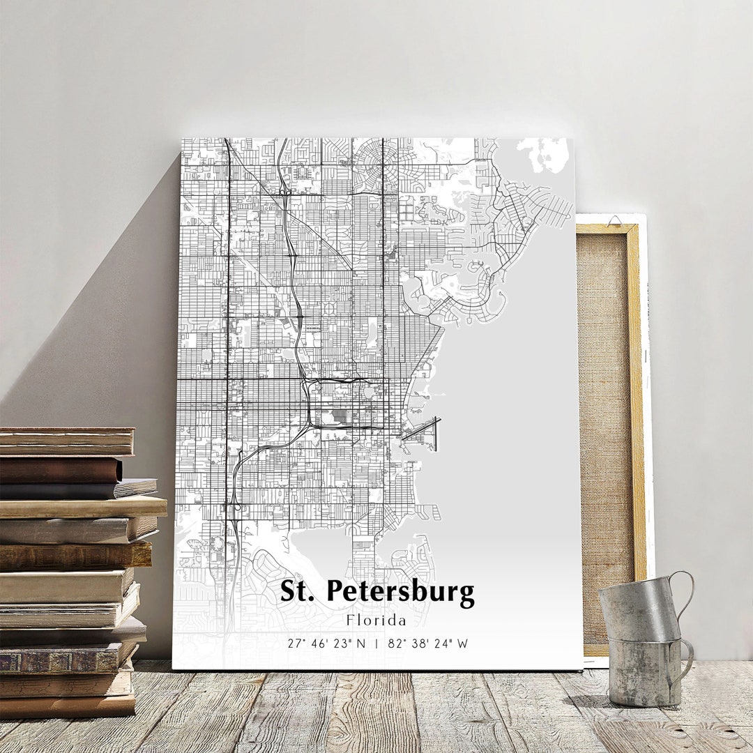 St. Petersburg City Map Print, St. Petersburg Florida Map Poster, USA ...