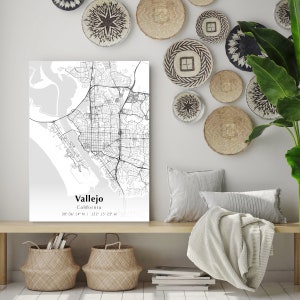 Vallejo City Map Print, Vallejo California Map Poster, USA City Street ...