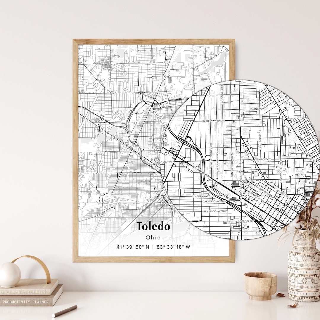 Toledo City Map Print, Toledo Ohio Map Poster, USA City Street Map, Map ...