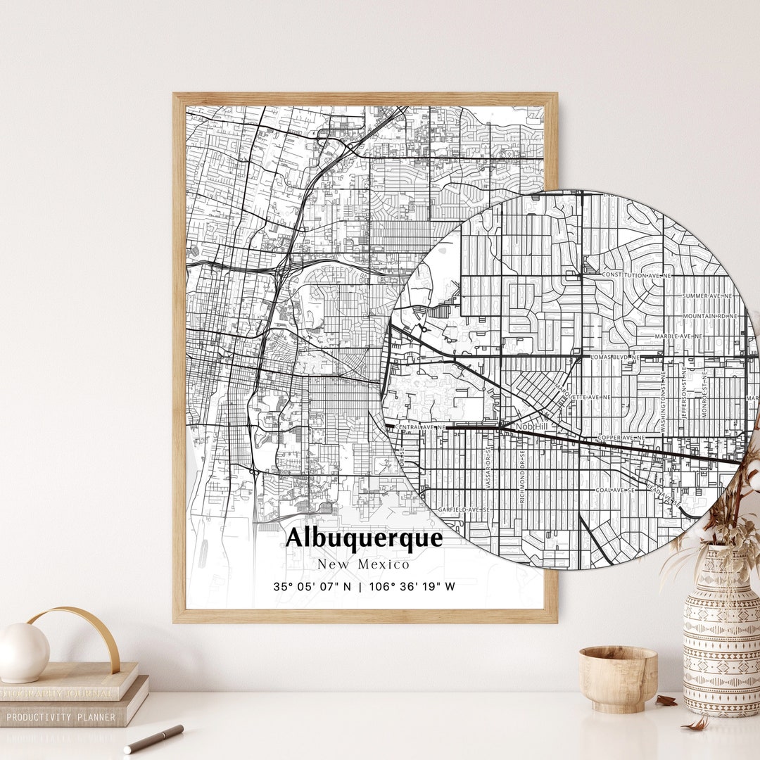 Albuquerque City Map Print, Albuquerque New Mexico Map Poster, USA City ...