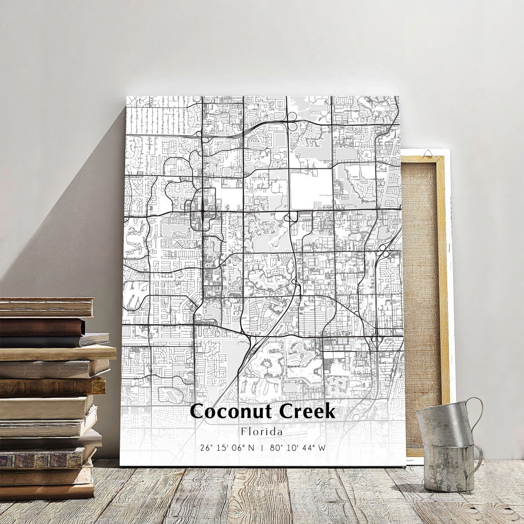 Coconut Creek City Map Print, Coconut Creek Florida Map Poster, USA ...