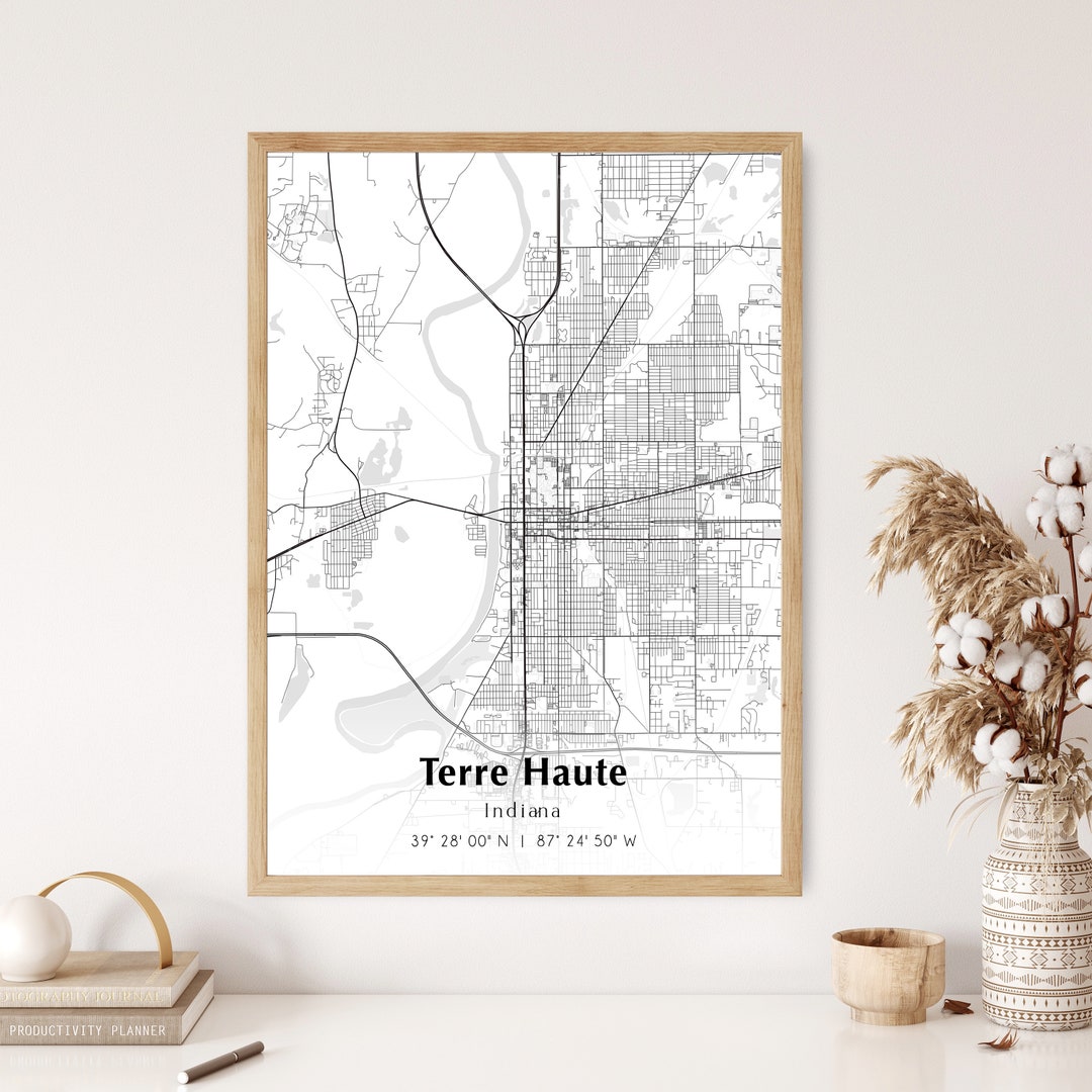 Map of Terre Haute Digital File Modern City Map Terre Haute - Etsy