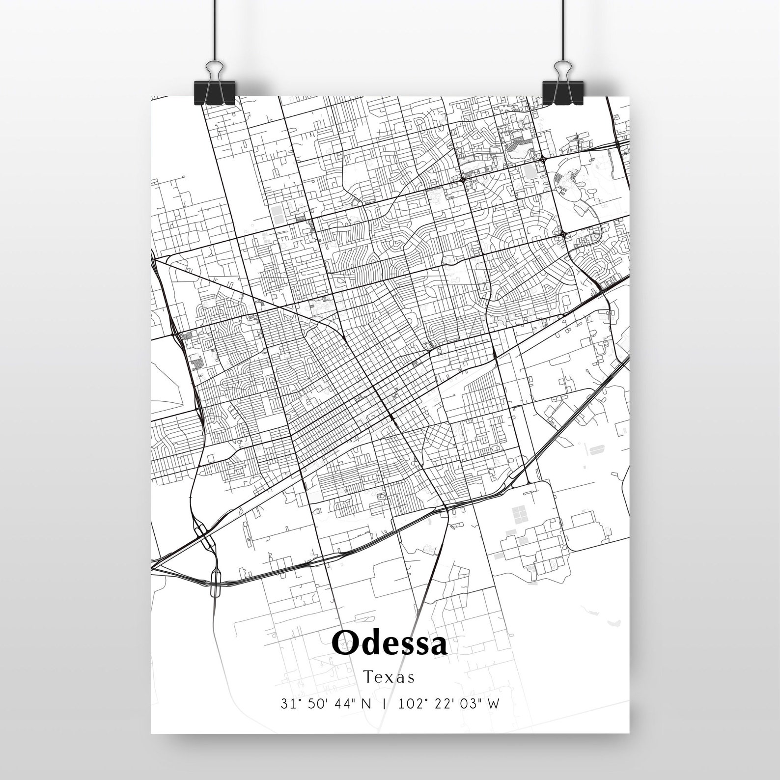 Odessa City Map Print Odessa Texas Map Poster USA City - Etsy