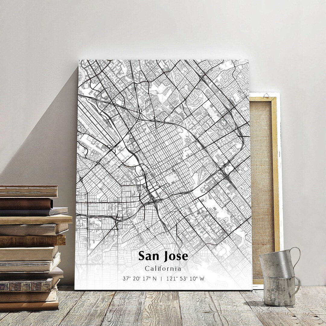 San Jose City Map Print, San Jose California Map Poster, USA City ...