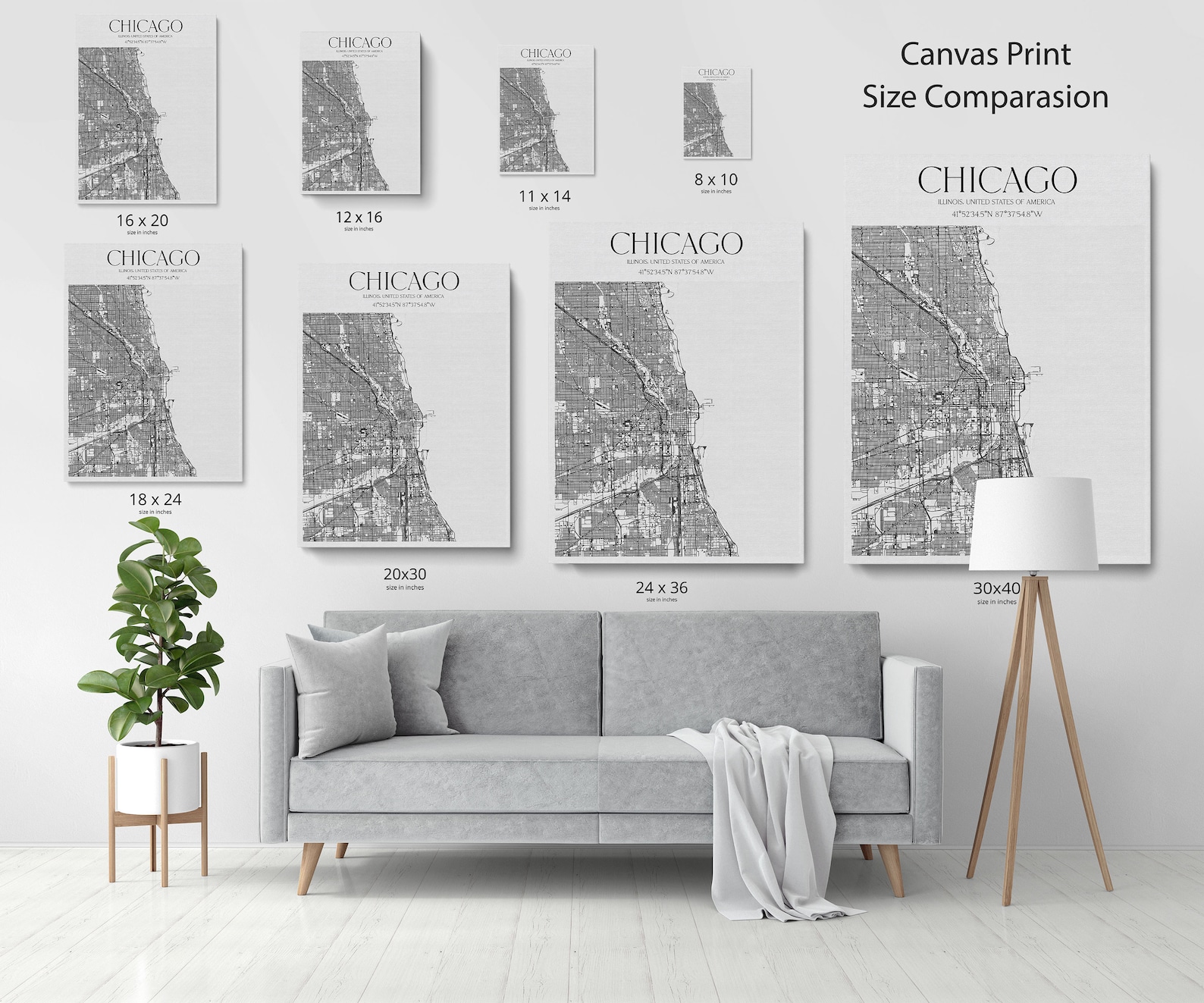 Custom Map Canvas, Your City Map Canvas, Wall Art Map Print, Map Poster ...