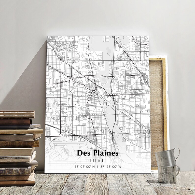 Map of Des Plaines Digital File Modern City Map Des Plaines - Etsy