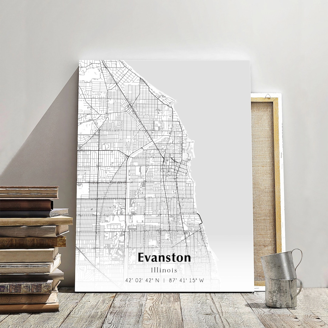 Evanston City Map Print, Evanston Illinois Map Poster, USA City Street ...