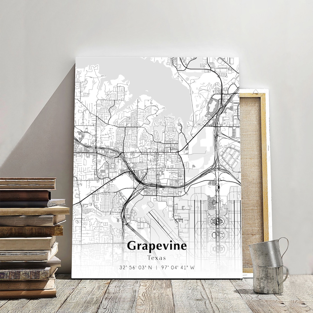 Grapevine City Map Print, Grapevine Texas Map Poster, USA City Street ...