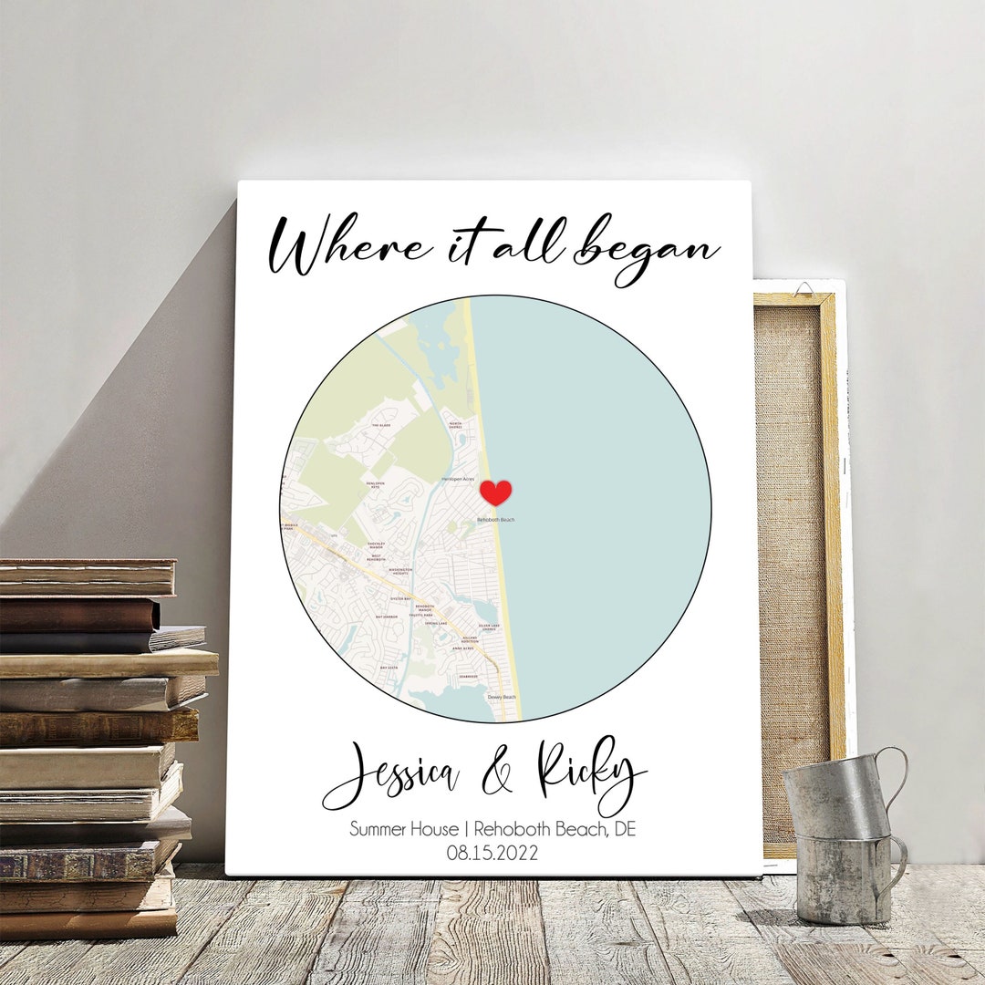 Where We Met, Where It All Began Map, Couple Map, Gift for Her, Gift ...