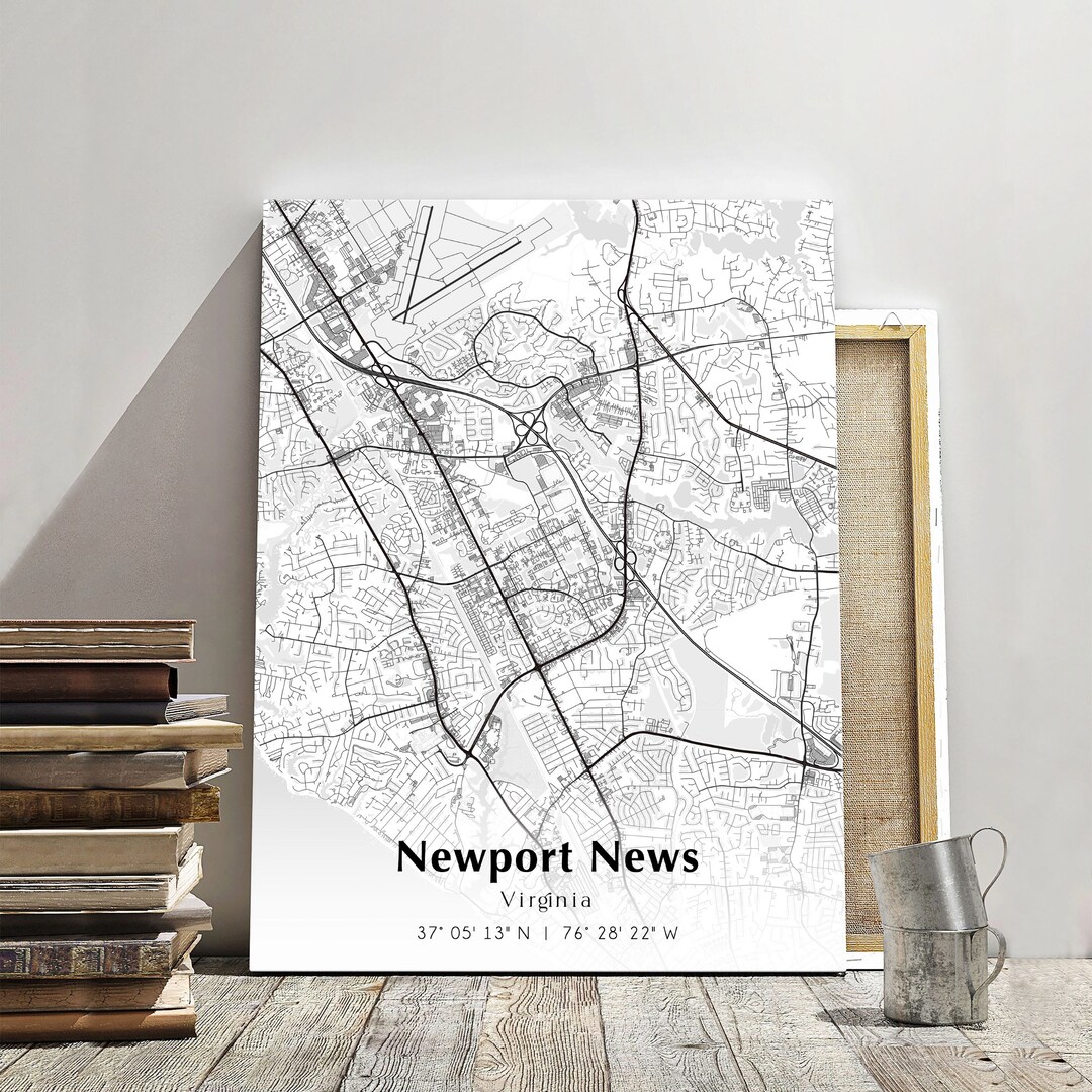 Newport News City Map Print, Newport News Virginia Map Poster, USA City ...