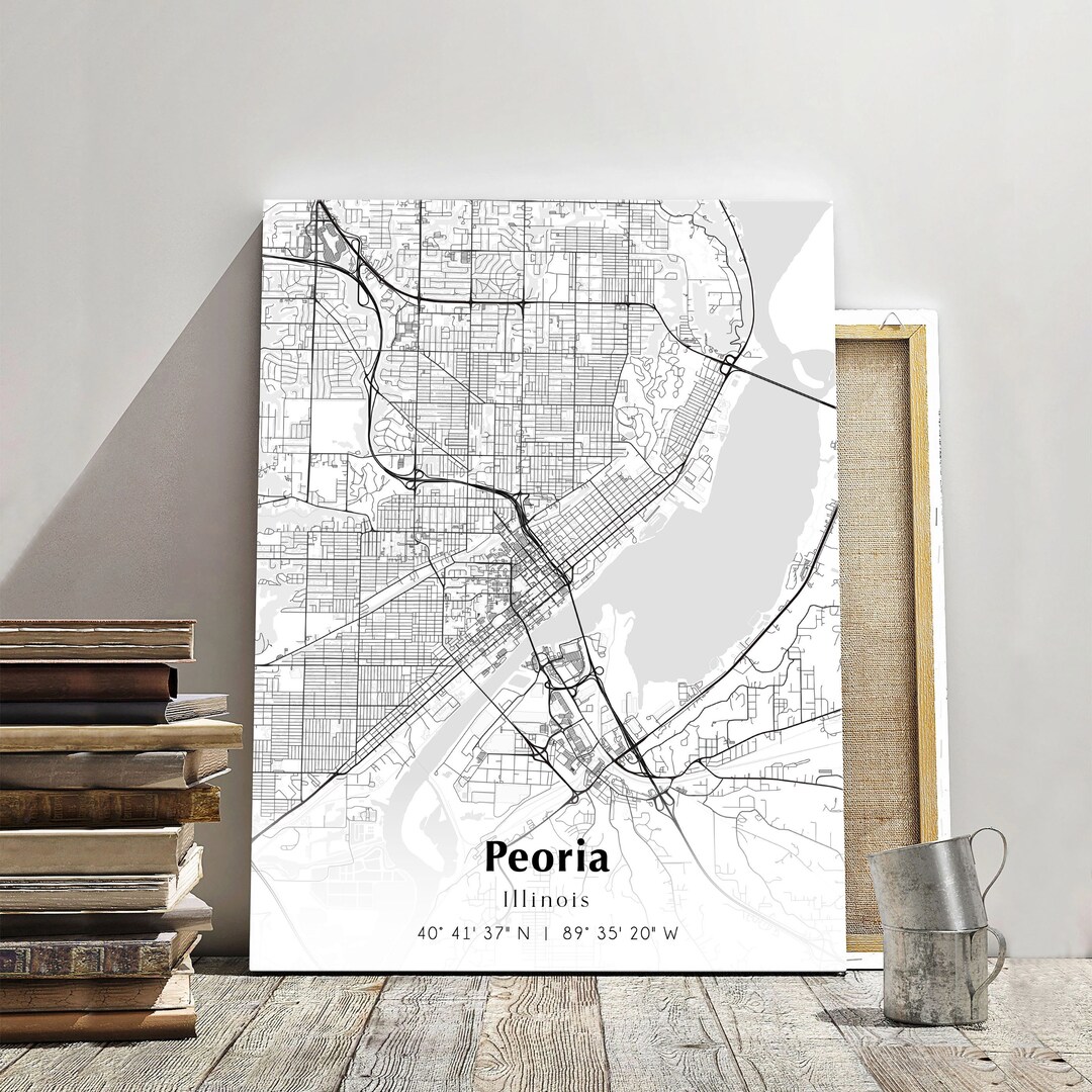 Peoria City Map Print, Peoria Illinois Map Poster, USA City Street Map ...