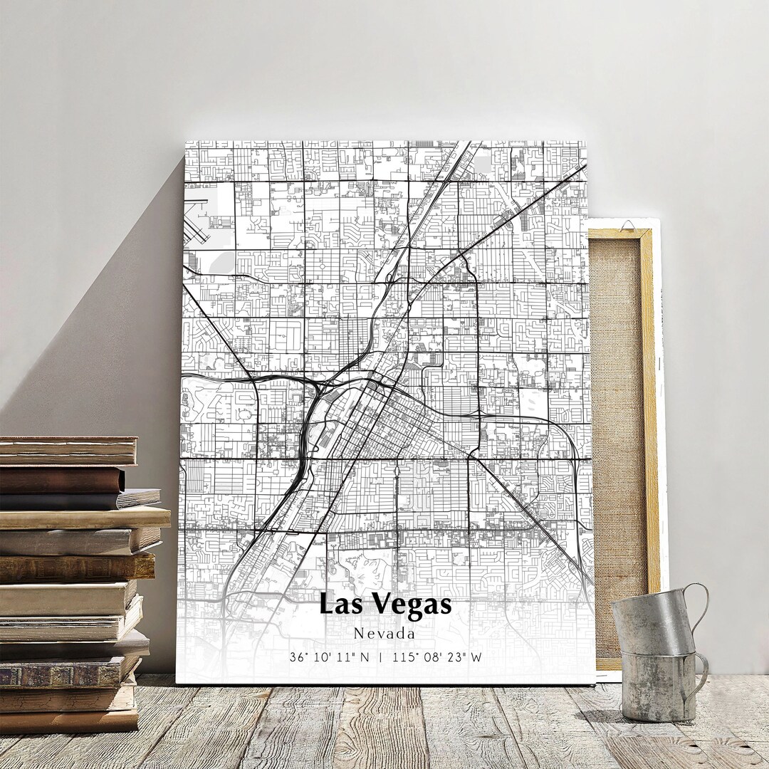 Las Vegas City Map Print, Las Vegas Nevada Map Poster, USA City Street Map, Map of Las Vegas ...