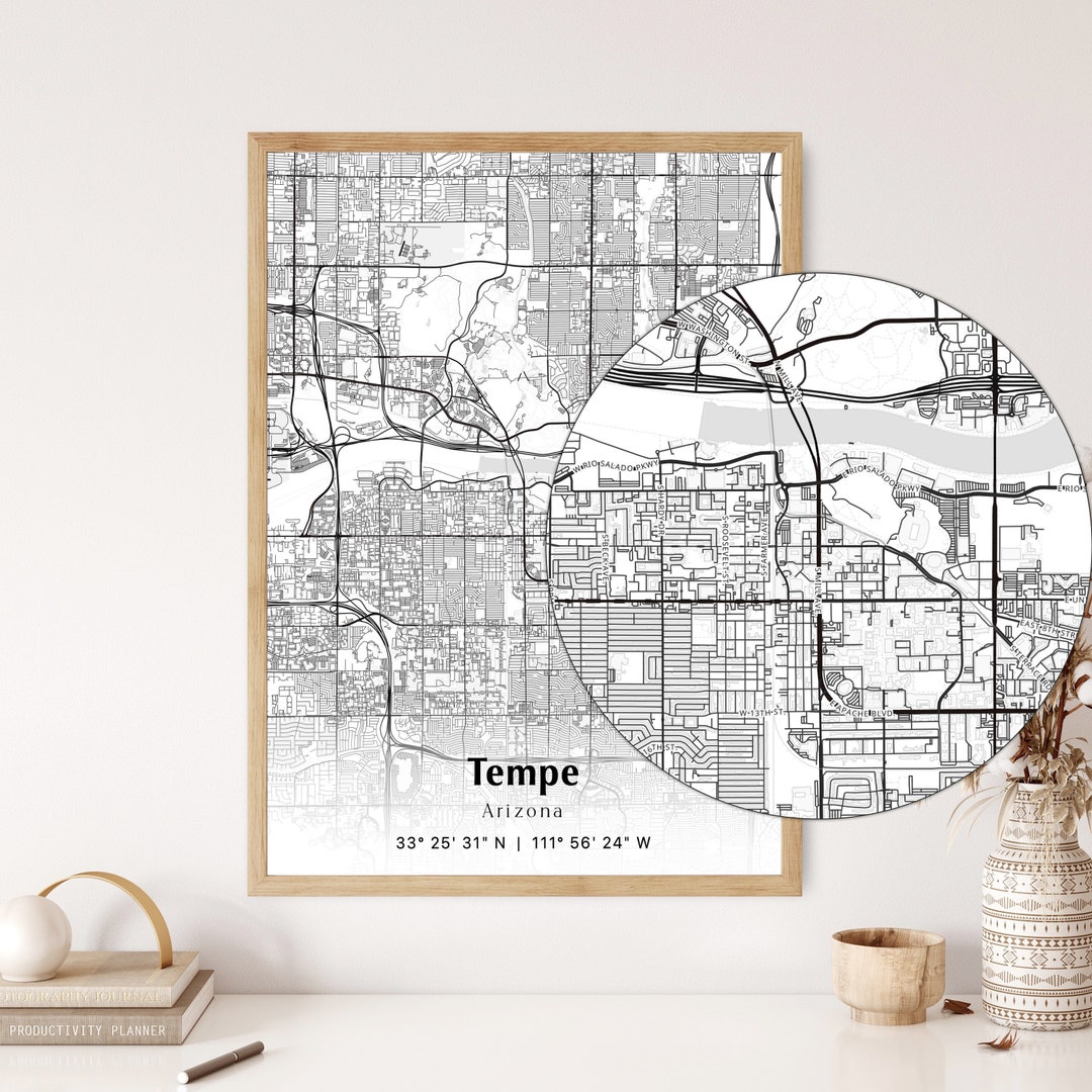 Tempe City Map Print, Tempe Arizona Map Poster, USA City Street Map ...