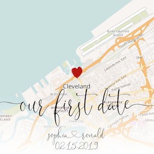 Our First Date Map, First Date Map on Canvas, First Anniversary Gift ...