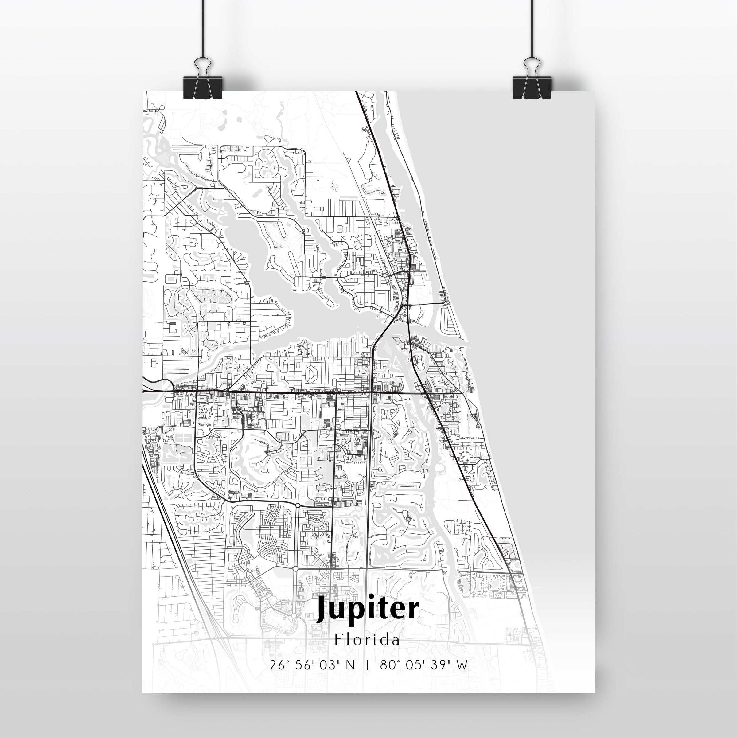 Jupiter City Map Print, Jupiter Florida Map Poster, USA City Street Map ...