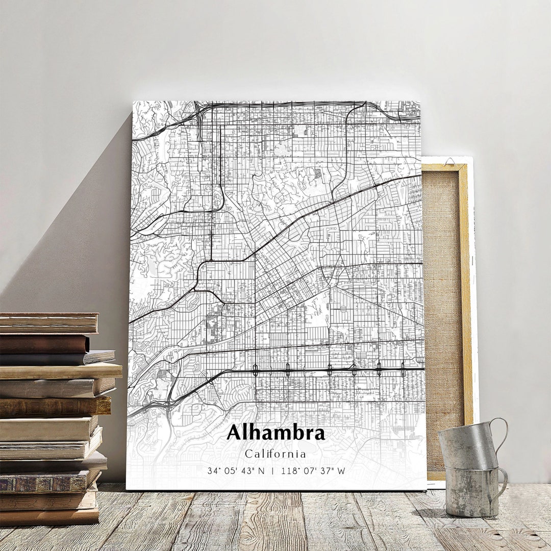 Alhambra City Map Print, Alhambra California Map Poster, USA City Street Map, Map of Alhambra ...