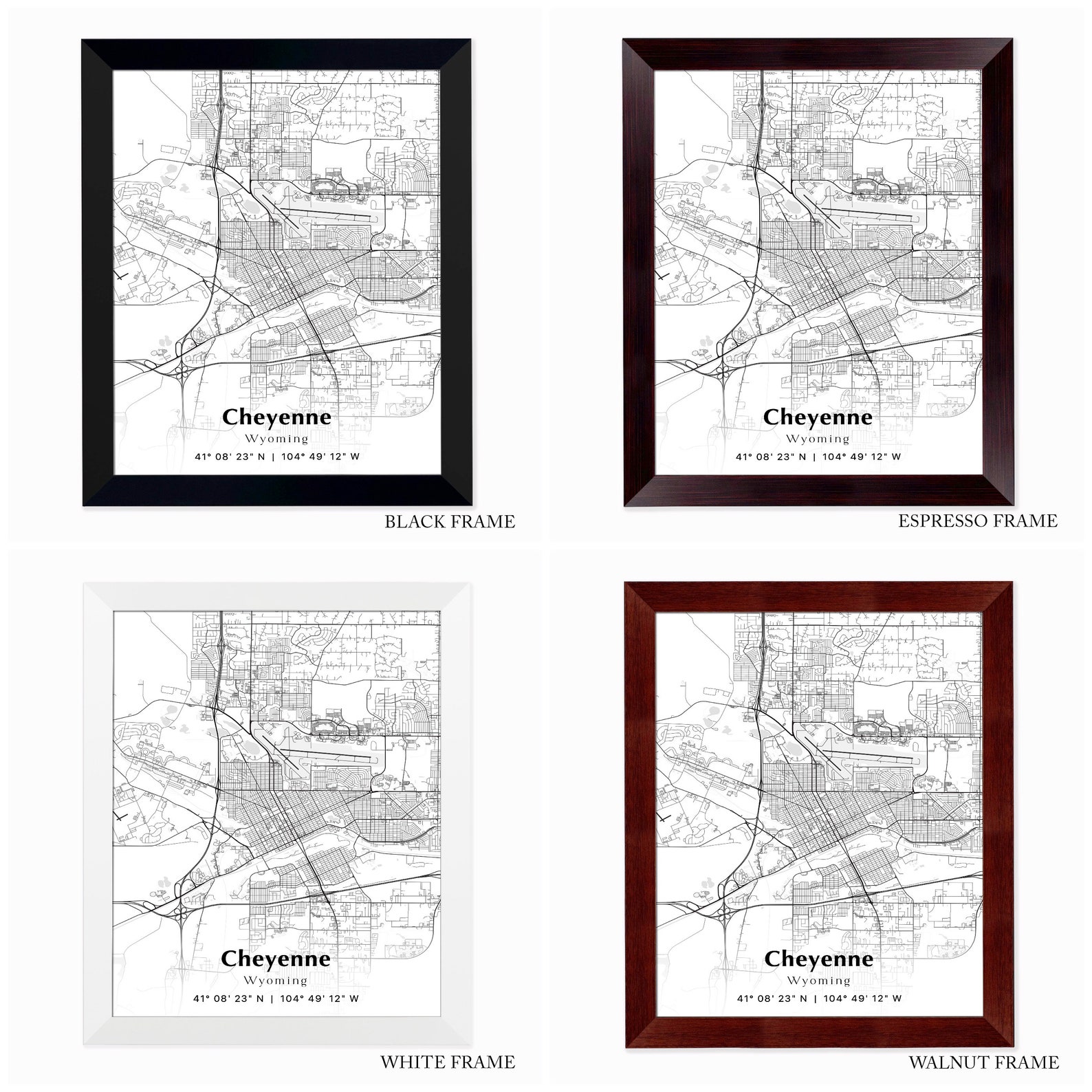 Cheyenne City Map Print, Cheyenne Wyoming Map Poster, USA City Street ...