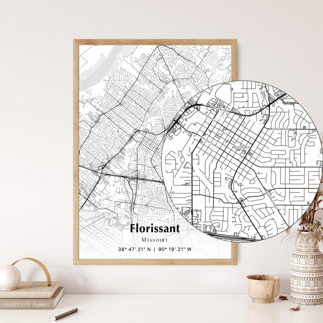 Florissant City Map Print, Florissant Missouri Map Poster, USA City ...
