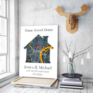 Home Sweet Home Map Print, House Address Map Portrait, House ...