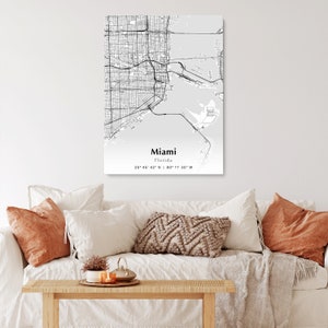 Miami City Map Print, Miami Florida Map Poster, USA City Street Map ...