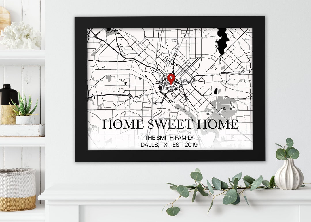Custom Map Print, Custom Home Address Print, Home Sweet Home ...
