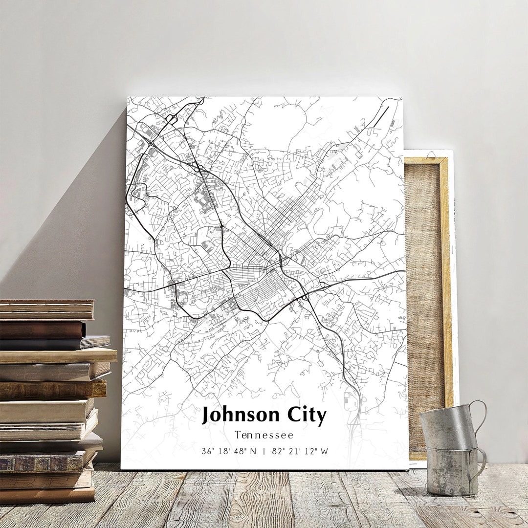 Johnson City City Map Print, Johnson City Tennessee Map Poster, USA ...