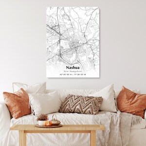 Nashua City Map Print, Nashua New Hampshire Map Poster, USA City Street ...
