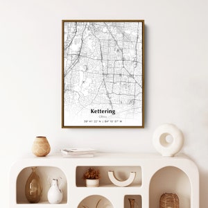 Kettering City Map Print, Kettering Ohio Map Poster, USA City Street ...