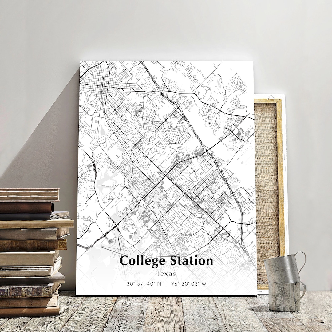 College Station City Map Print, College Station Texas Map Poster, USA ...