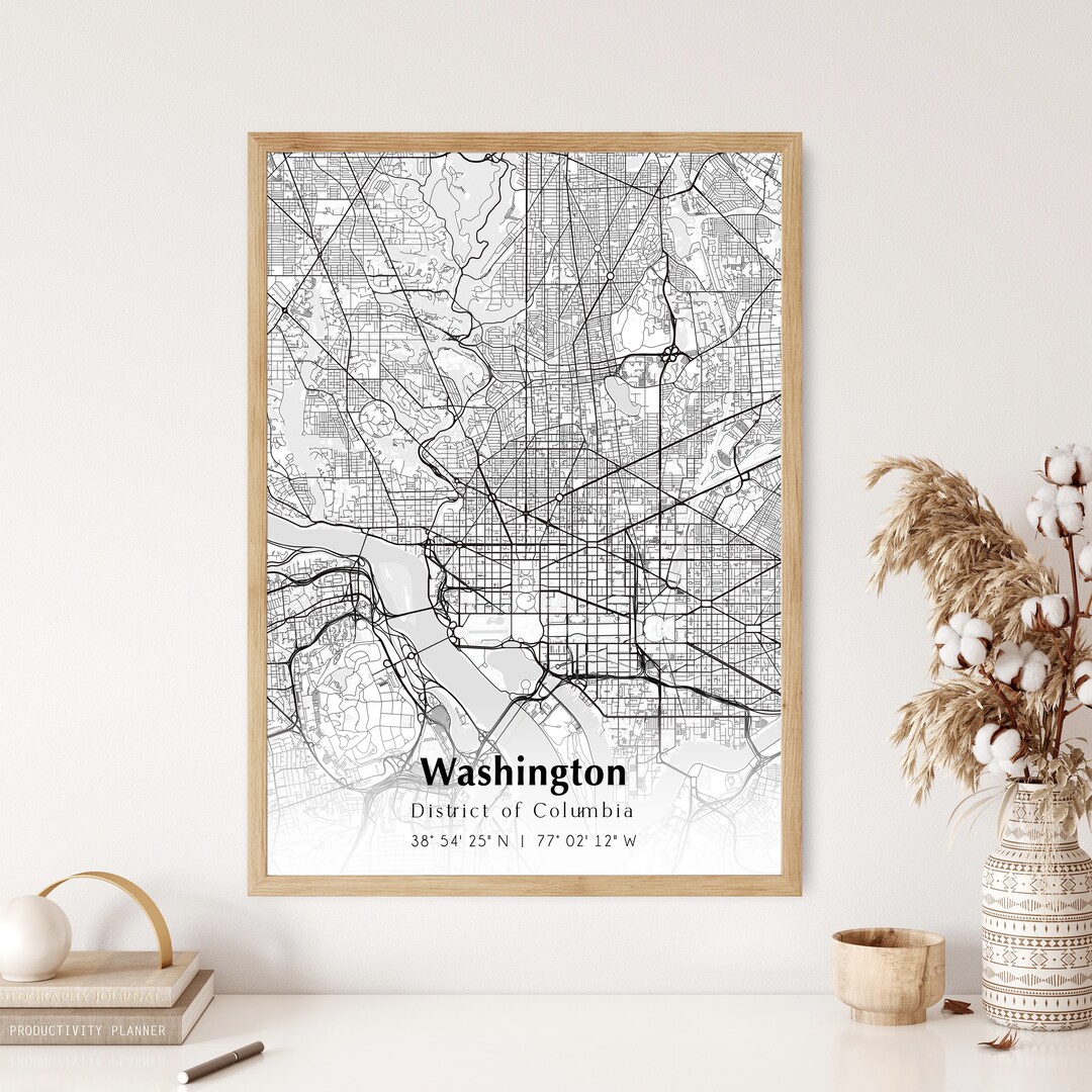 Map of Washington DC Digital Files, Modern City Map, Washington ...