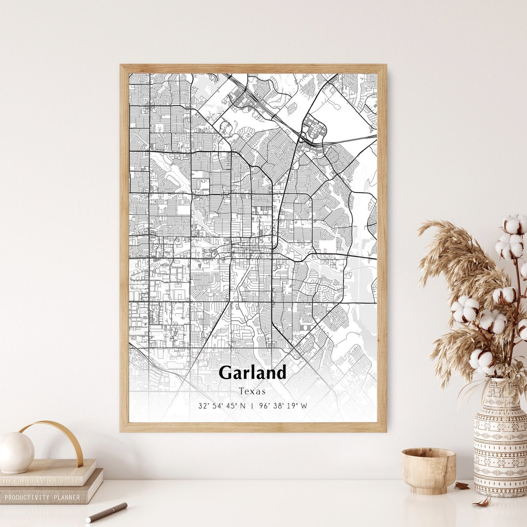 Map of Garland Digital File Modern City Map Garland - Etsy